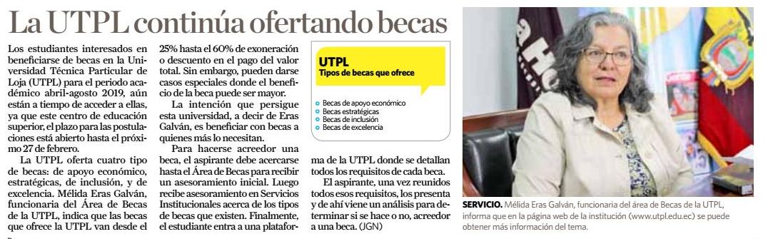 La UTPL continúa ofertando becas | Blog