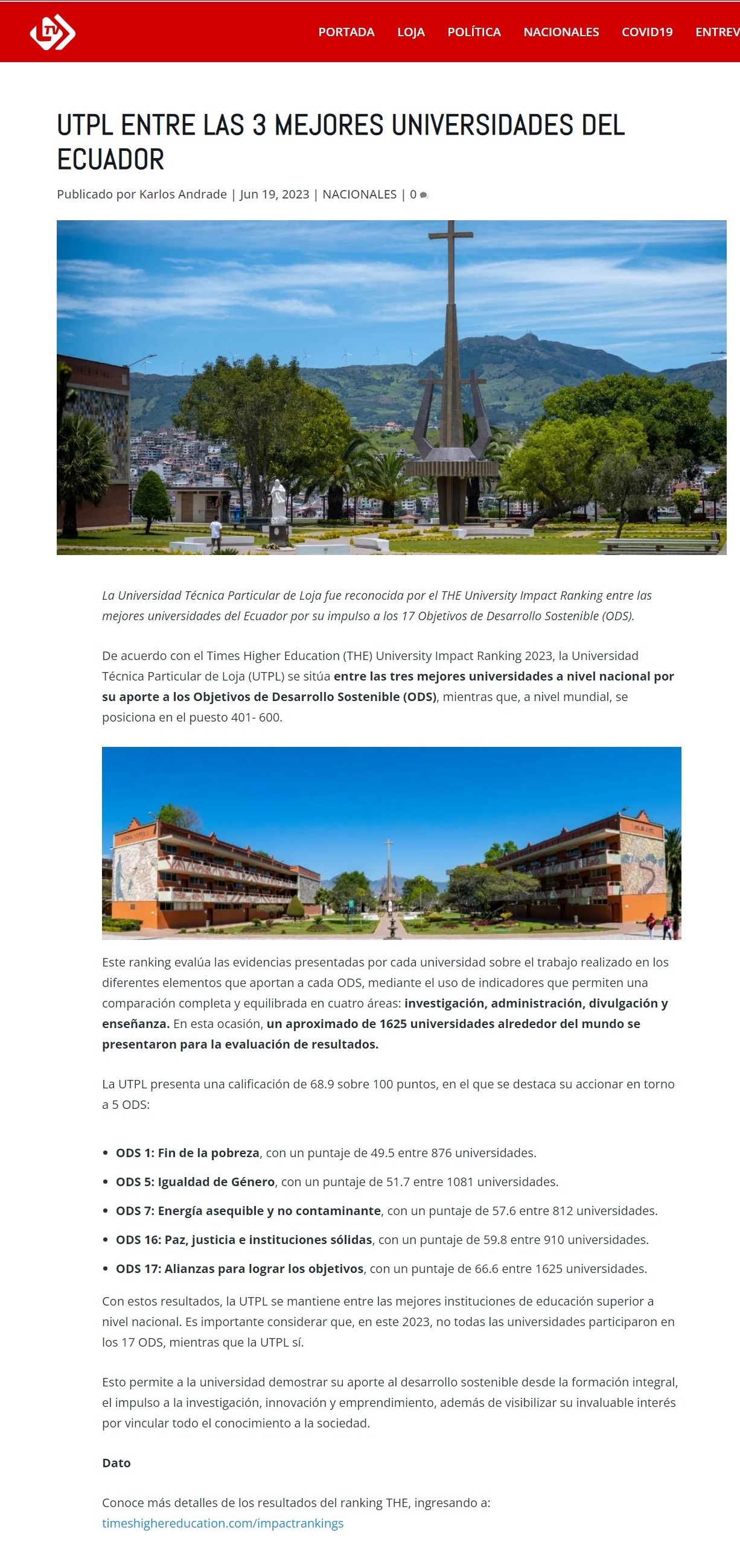 UTPL entre las tres mejores Universidades del Ecuador | Blog